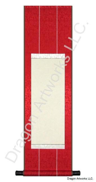 Museum Quality Red Silk Blank Paper Wall Scroll