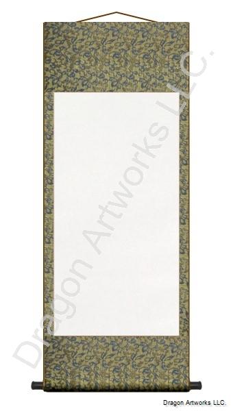 Blue-Gold Blank Paper Chinese Wall Scroll
